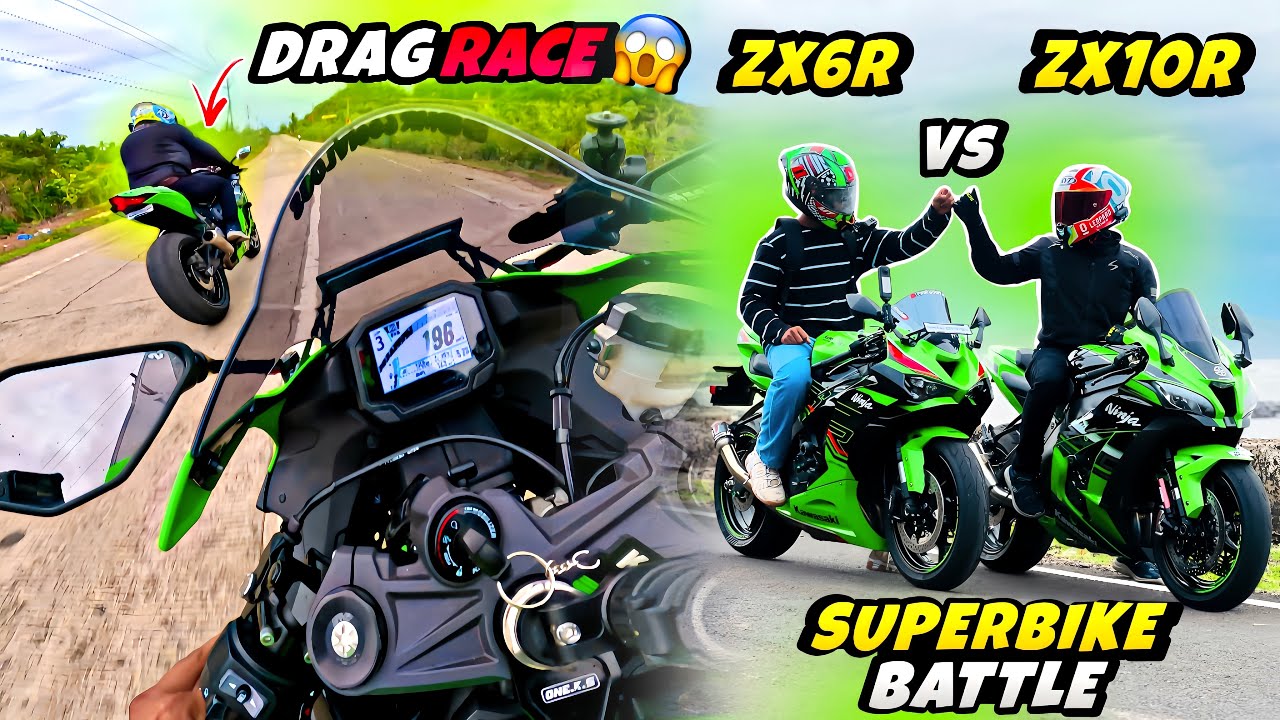 ZX6R vs ZX10R | Drag Race | SuperBike Battle 😱 - YouTube