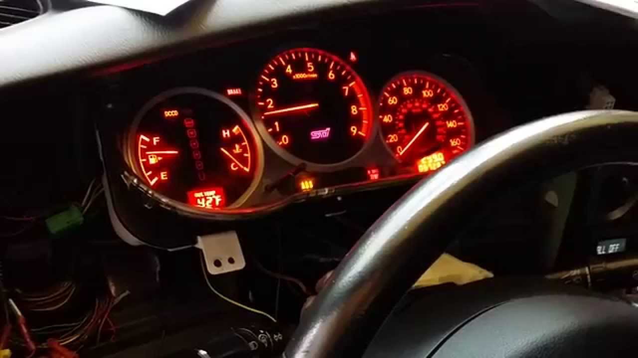 2005 baja turbo STI gauge cluster install - YouTube
