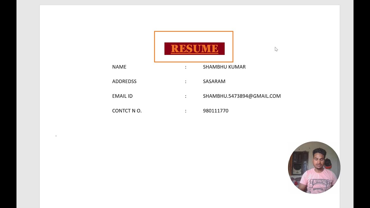 How to make Resume in Microsoft word? Make CV in Microsoft Word - YouTube