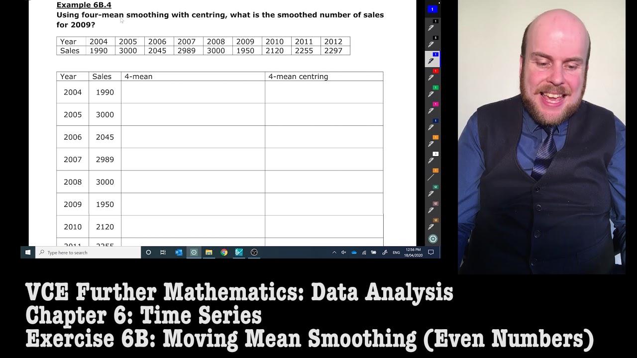 Further Maths: Time Series - Mean Smoothing (Exercise 6B) Part 2 - YouTube