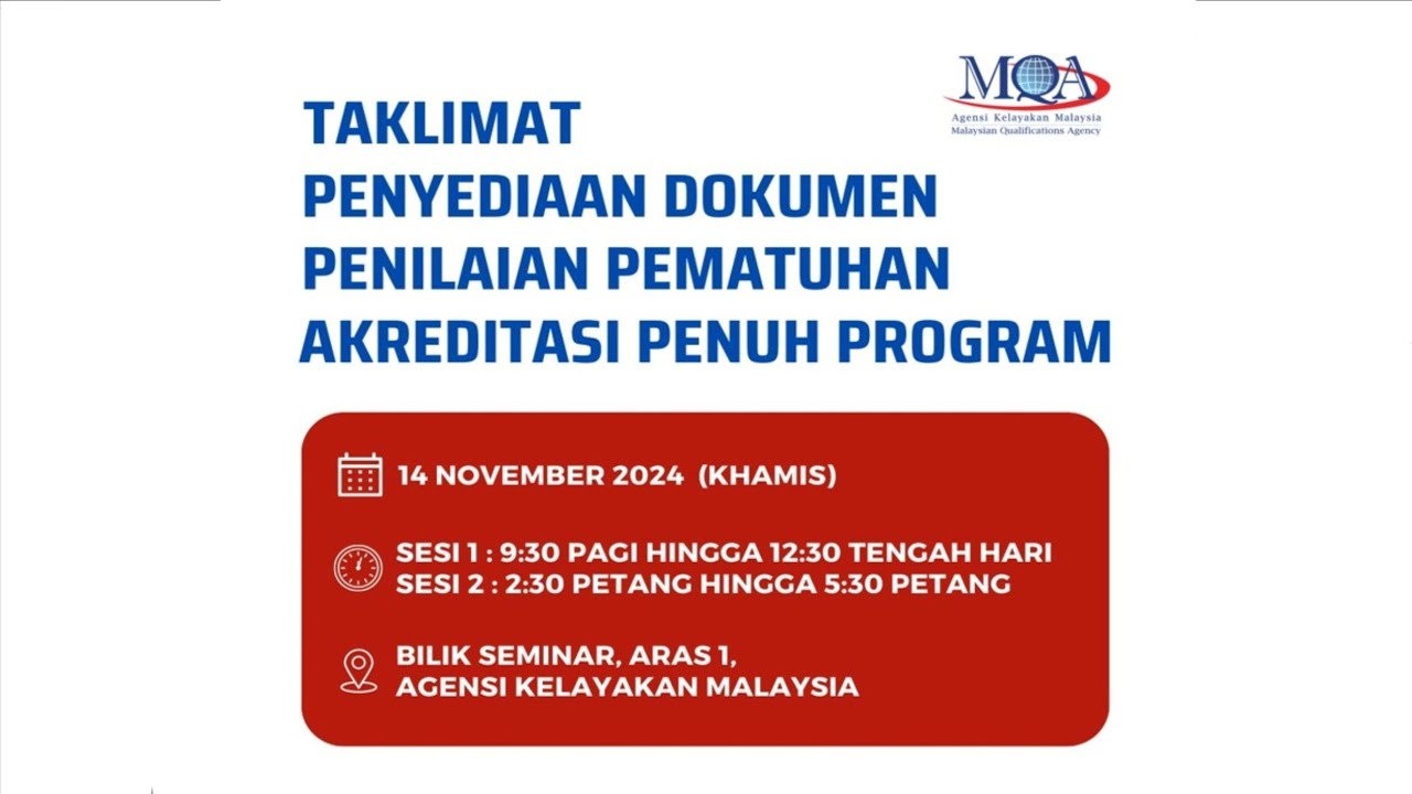 TAKLIMAT PENYEDIAAN DOKUMEN PENILAIAN PEMATUHAN AKREDITASI PENUH ...