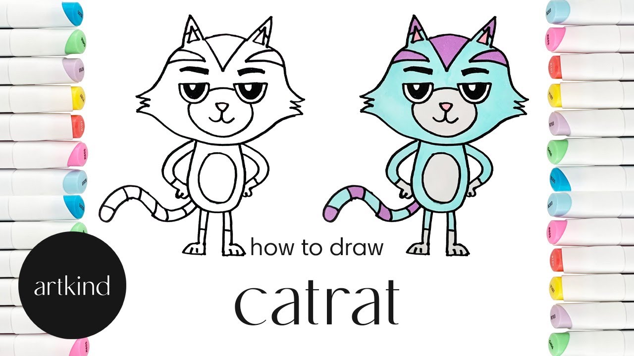 How To Draw CatRat From Gabby's Dollhouse - YouTube