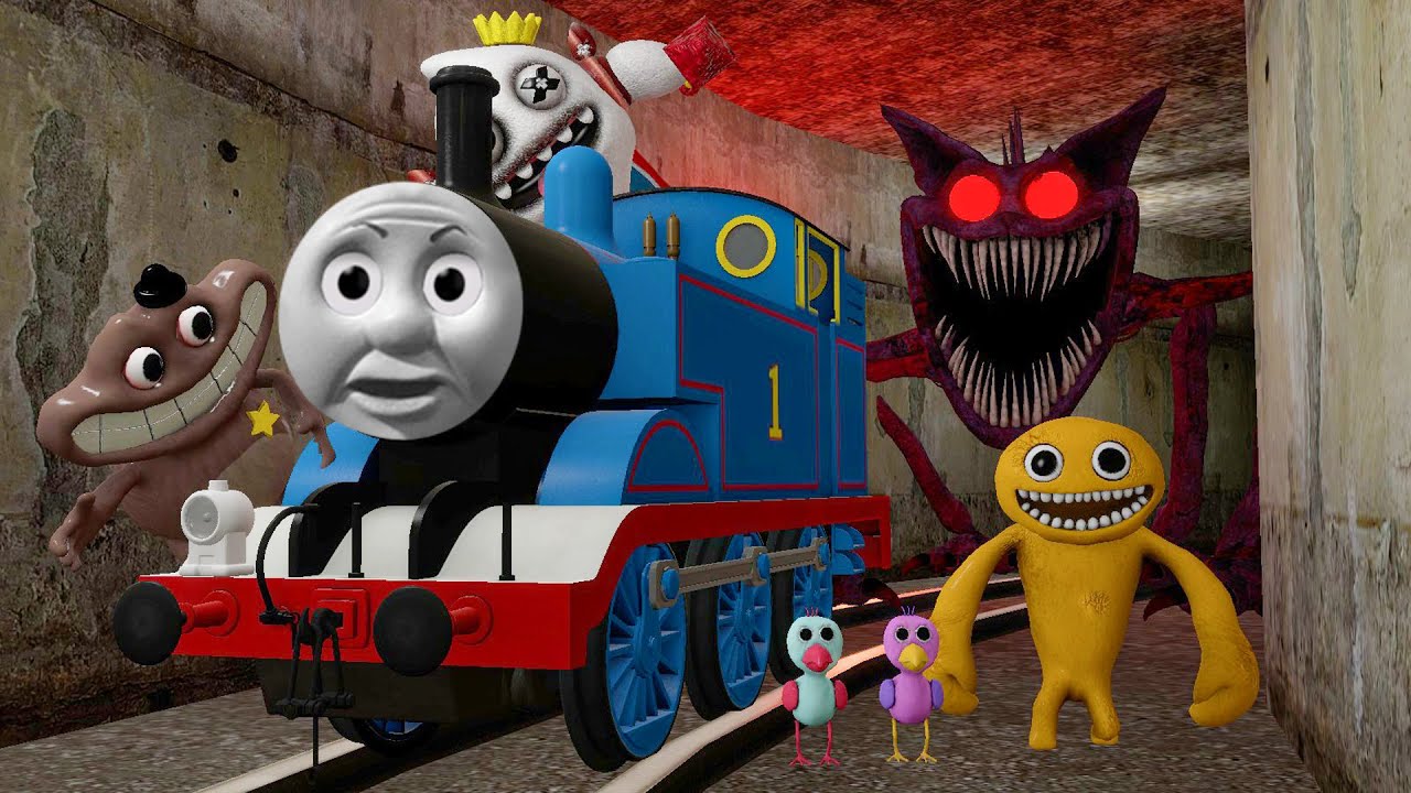 GARTEN OF BANBAN 6: Building a THOMAS TRAIN vs Nightmare Nappy Cat ...