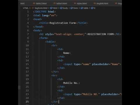 Learn How to make Simple Ragistration form using HTML #html5 #html #shorts #learn #shorts - YouTube