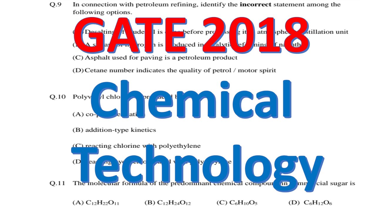 GATE 2018 chemical technology | Chemical engineering | #GATE| # ...