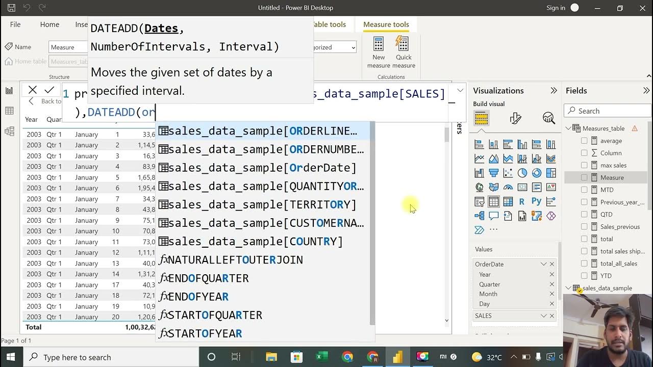 8 power BI | Data analysis Expression | DAX | Dateadd Function - YouTube