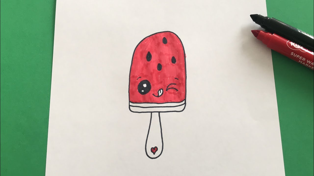 Delicious Watermelon Ice Cream Drawing - YouTube