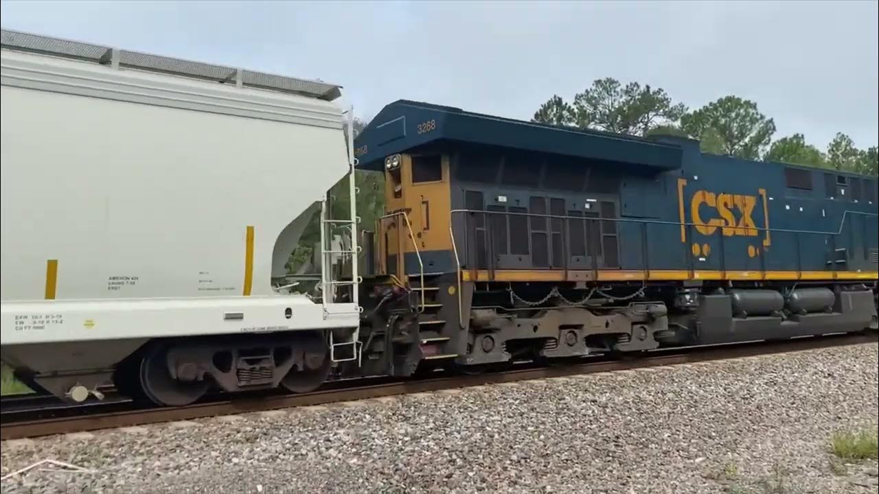 a rare autotrain caboose. High flying CSX ocs train and a fast moving CSX double stack. #CSXT ...