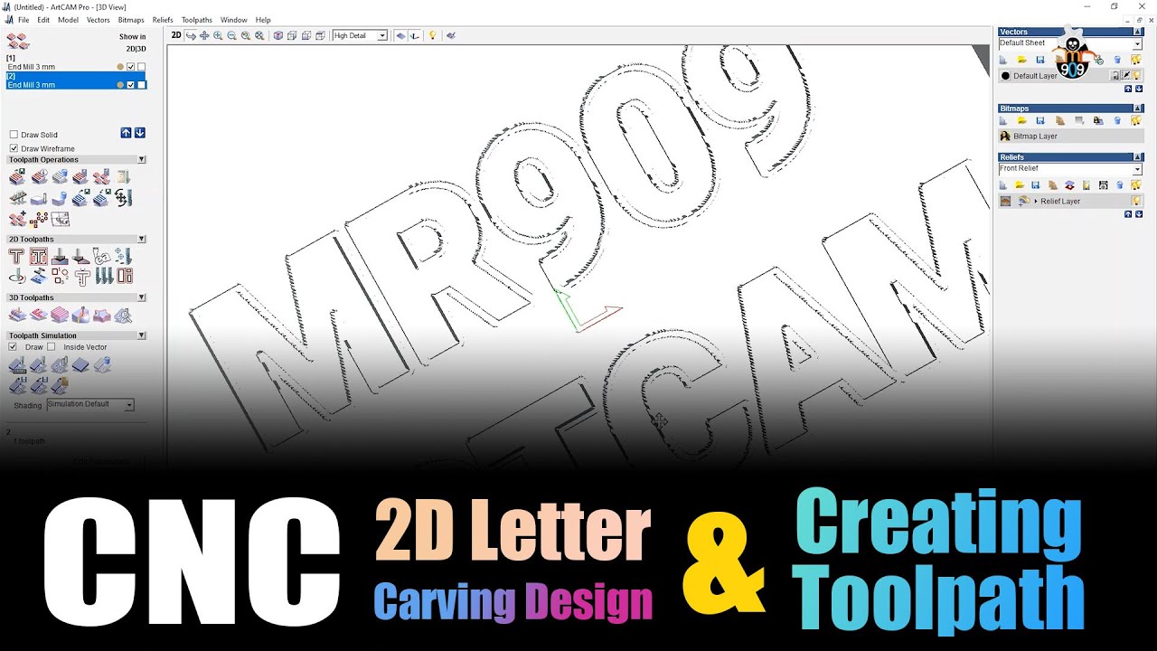 How To Carve 2D Font in Artcam 2008 - MR909 - YouTube