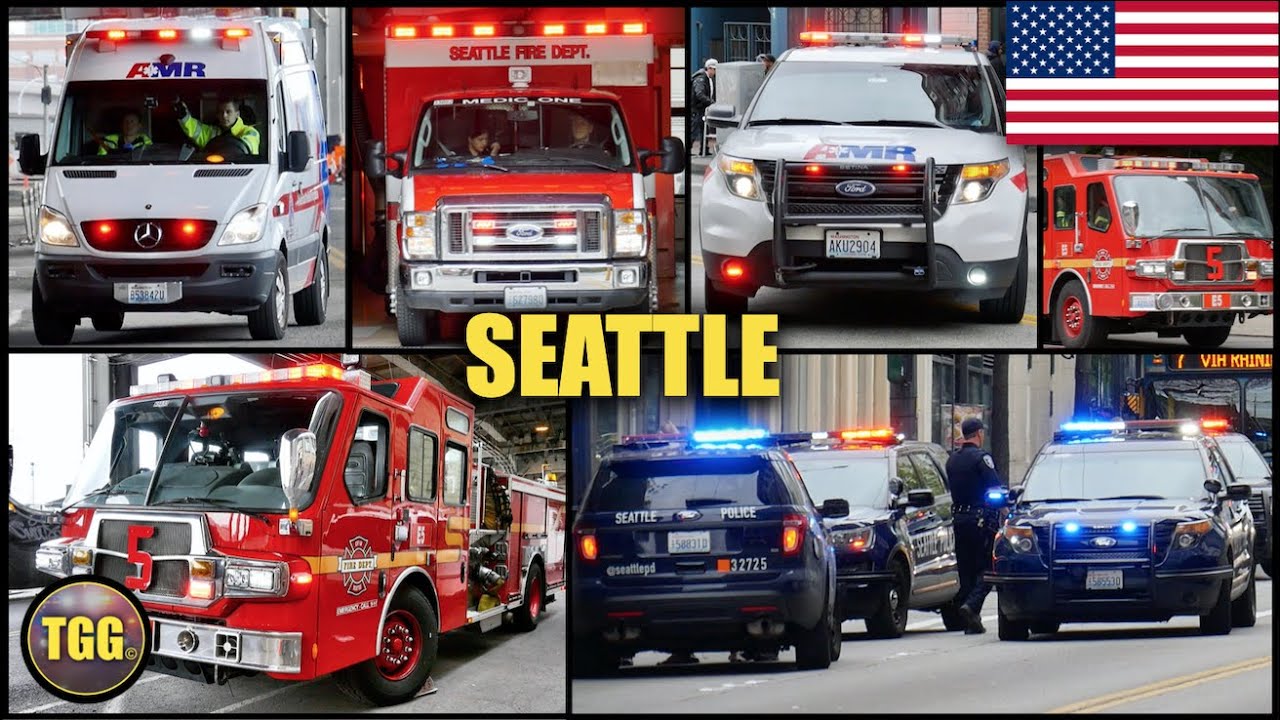 [Seattle] Fire Trucks, Police Cars & Ambulances! - YouTube