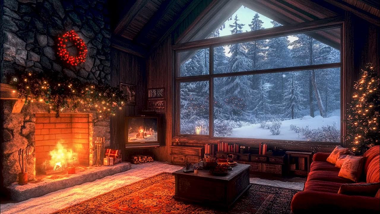 ASMR White Noise - Cozy Winter Ambience for Reading with a Fireplace, Snowfall and Blizzard ...