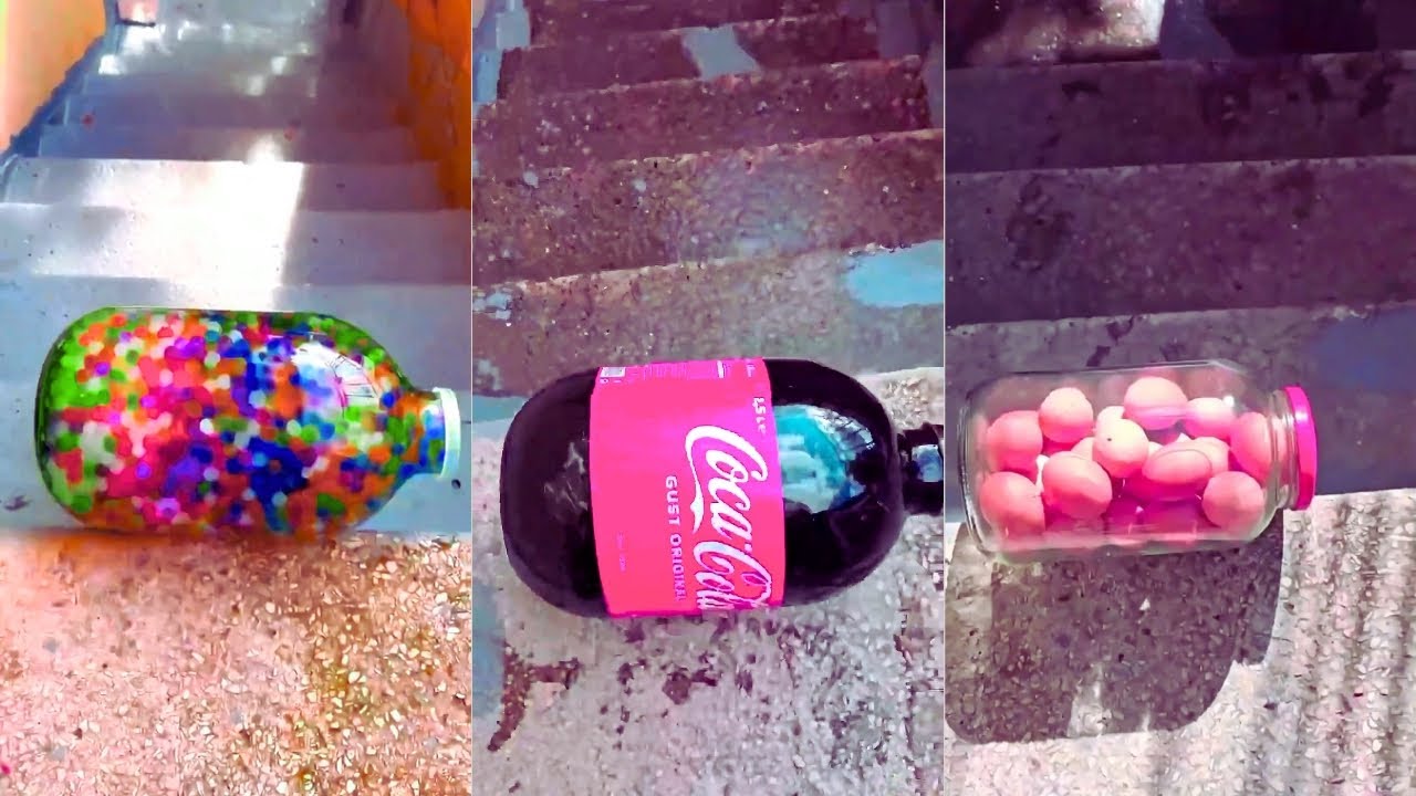 Breaking Glass Bottles | Crushing Crunchy Soft Sounds | Rolling bottles ...