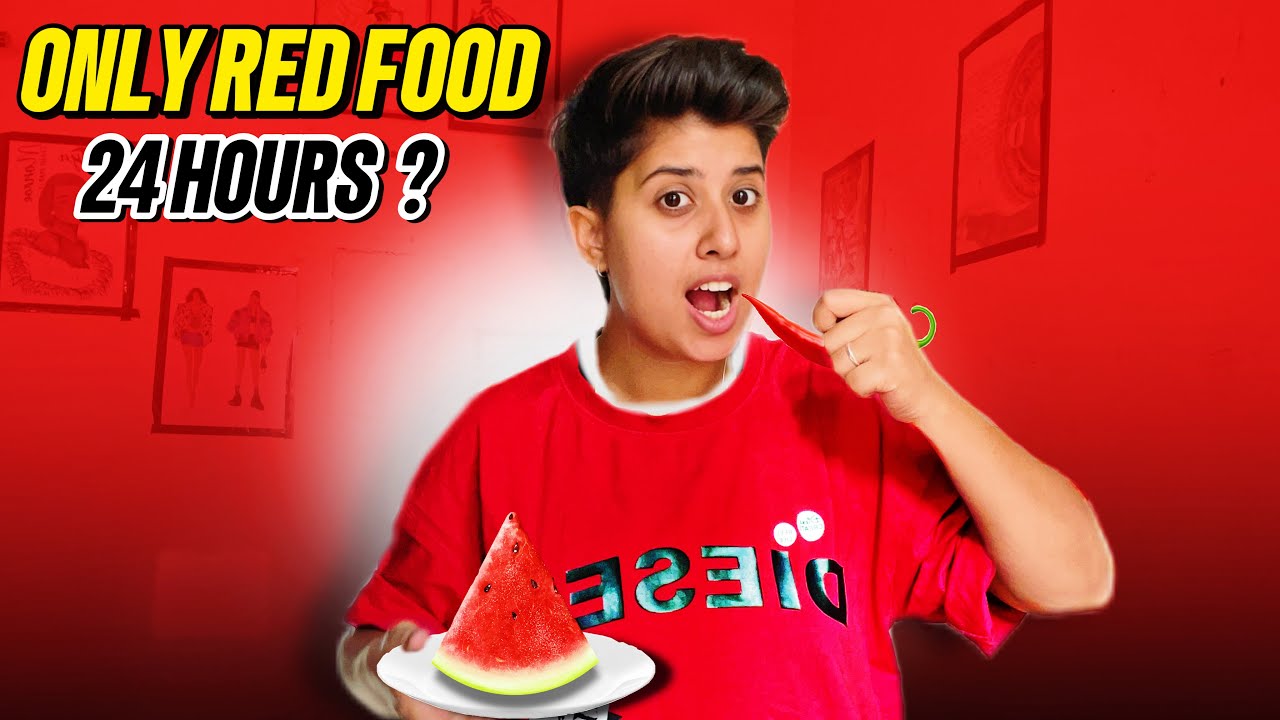 Eating Only ONE COLOR Food for 24 hours | food challenge - YouTube
