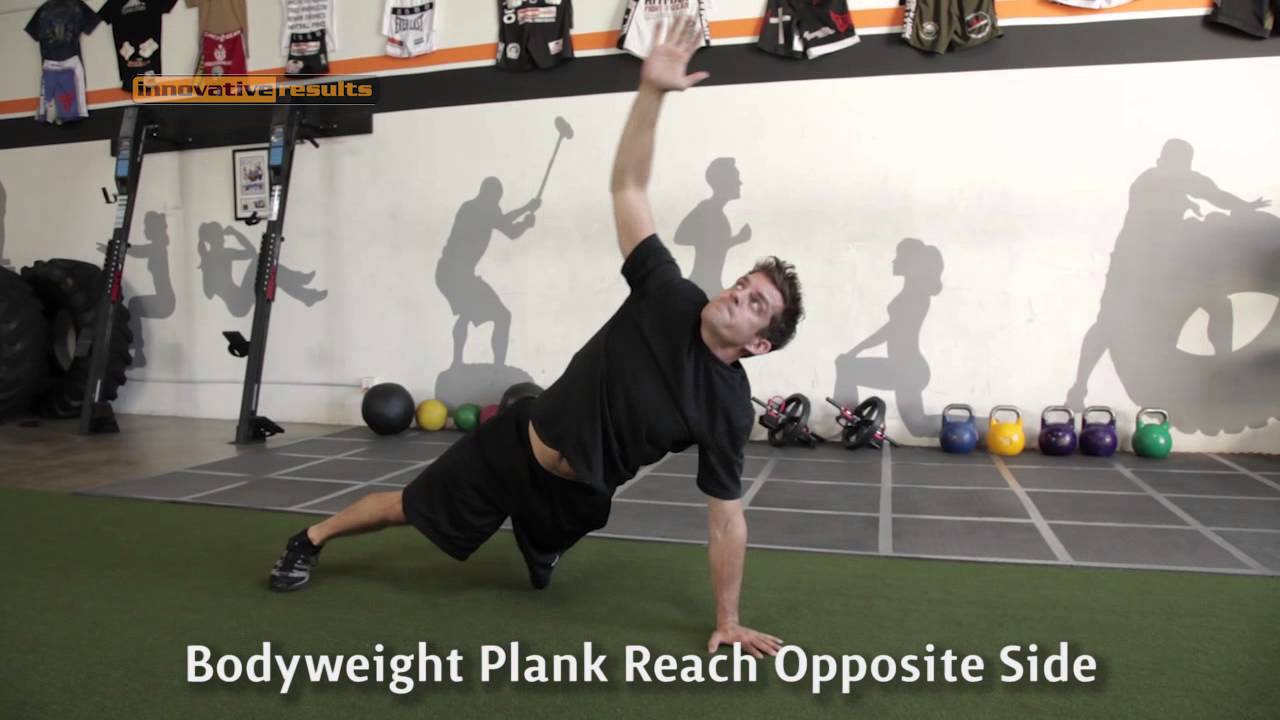 Bodyweight Exercise - plank reach opposite side - YouTube