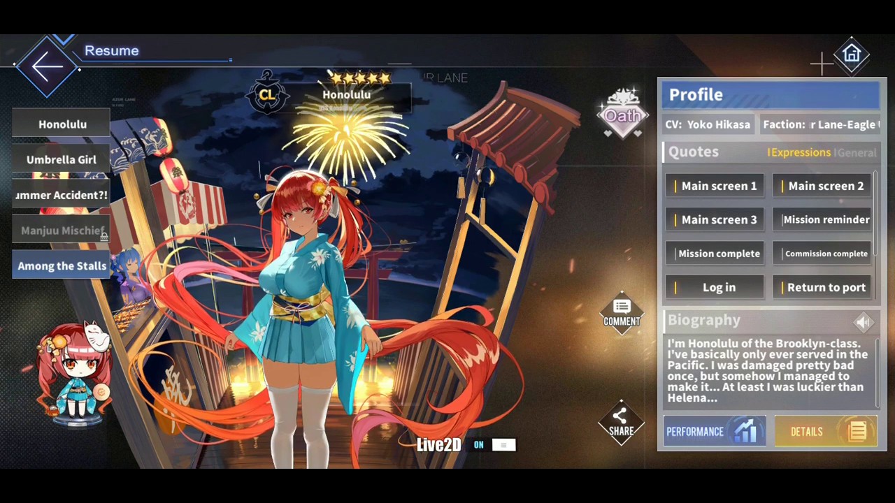 Azur Lane - Honolulu Among the Stalls L2D - YouTube