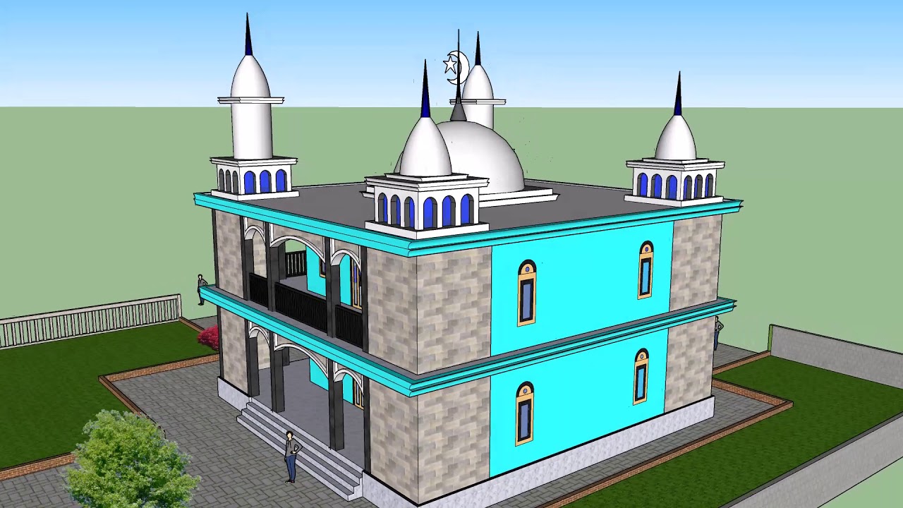Desain masjid dua tingkat ukuran 13 x13 m - YouTube