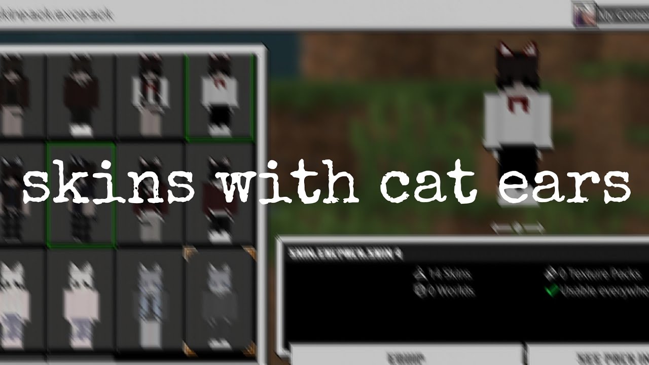14 skins with cat ears cosmetics 🖤 - YouTube