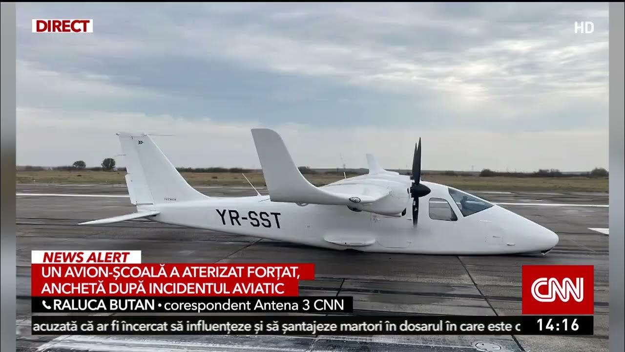 O aeronavă a aterizat forţat în Constanţa, după ce trenul de aterizare s-a defectat - YouTube