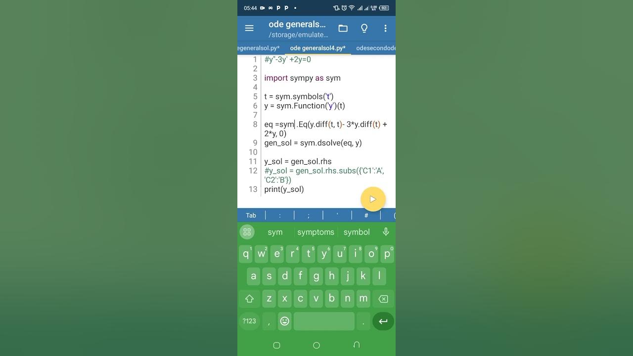 Python ODE solving #python #python - YouTube