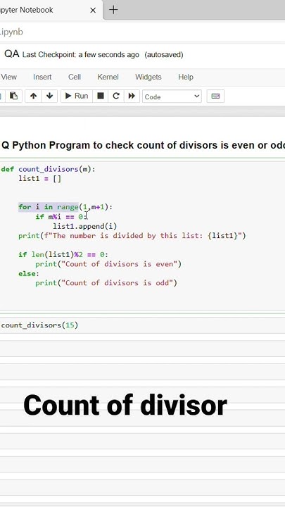 2.46 Python program to check count of Divisors is even or odd ? #easy # ...