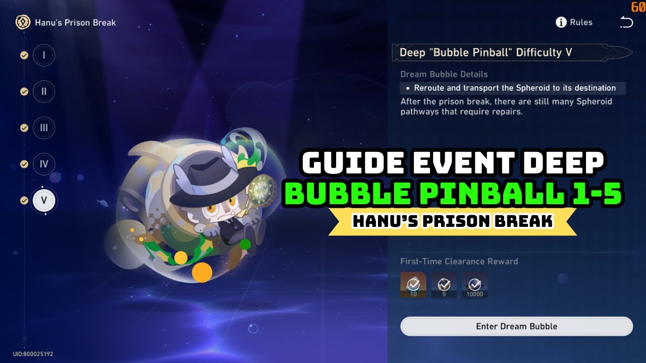 GUIDE EVENT HANU'S PRISON BREAK DEEP BUBBLE PINBALL DIFF 1-5 HONKAI ...