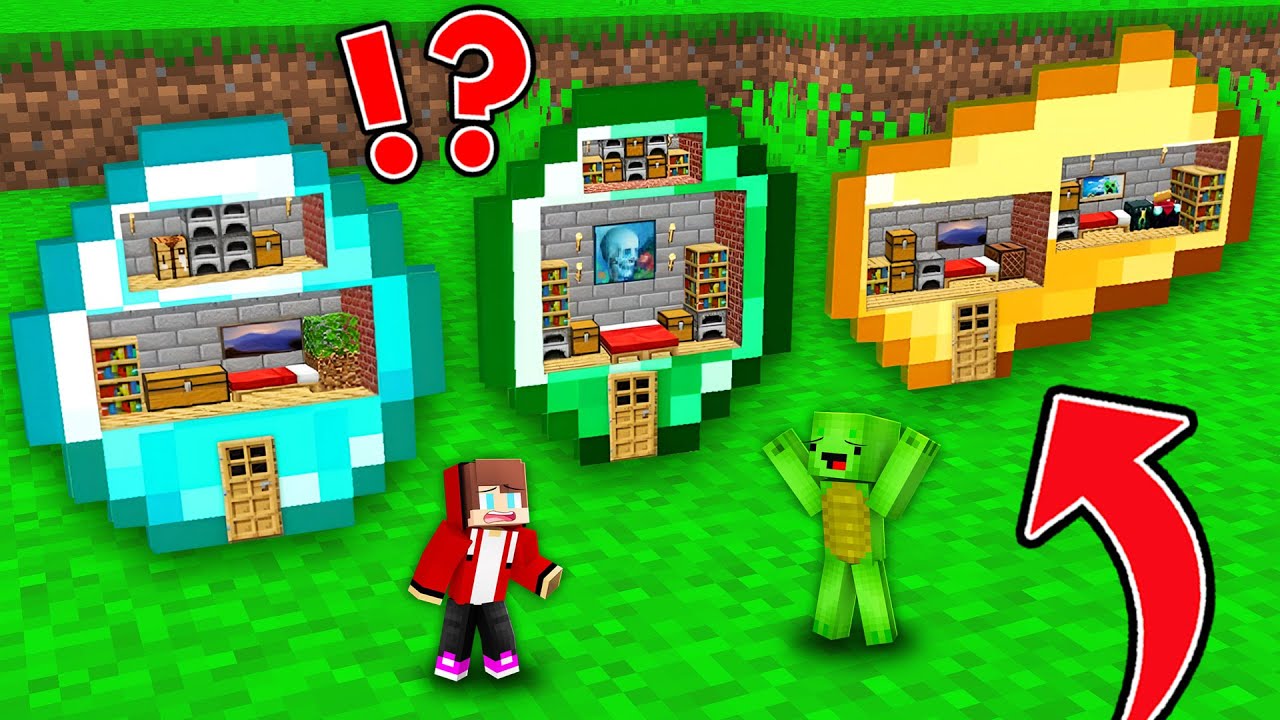 How JJ and Mikey Found SECRET HOUSE inside DIAMOND, GOLD and EMERALD in Minecraft Maizen! - YouTube
