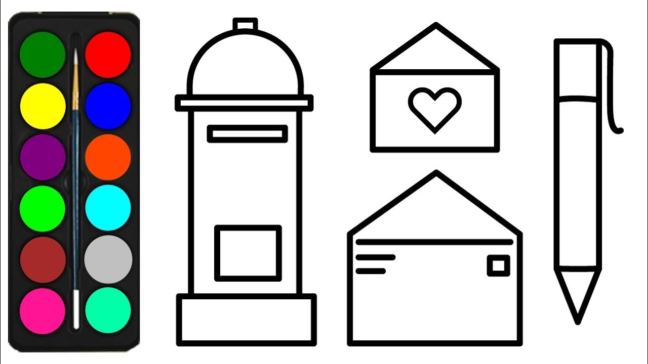 How to Draw an Envelope & Post Box Paint | Envelope Drawing and ...