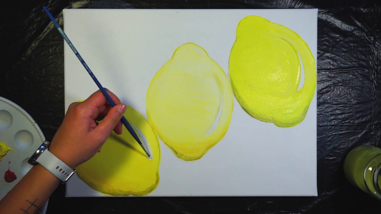 Acrylic painting Lemon Trio to paint along or relax - YouTube