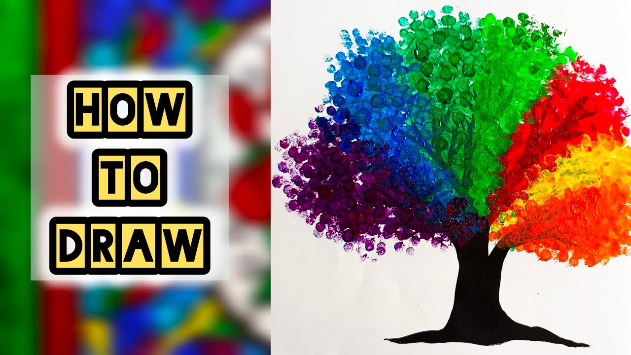 How To Draw A Beautiful Tree Using Water Colour | Easy Tree Drawing ...