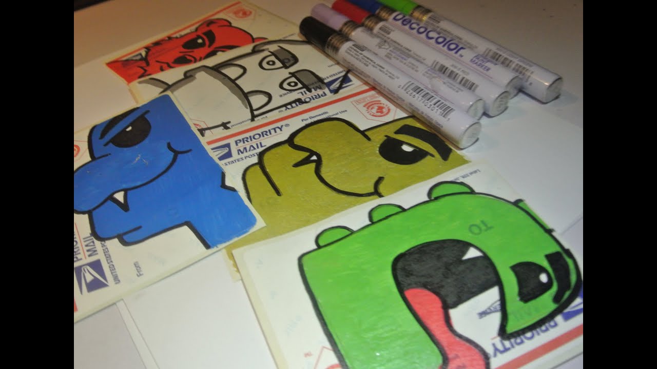 Drawing Graffiti Stickers - YouTube