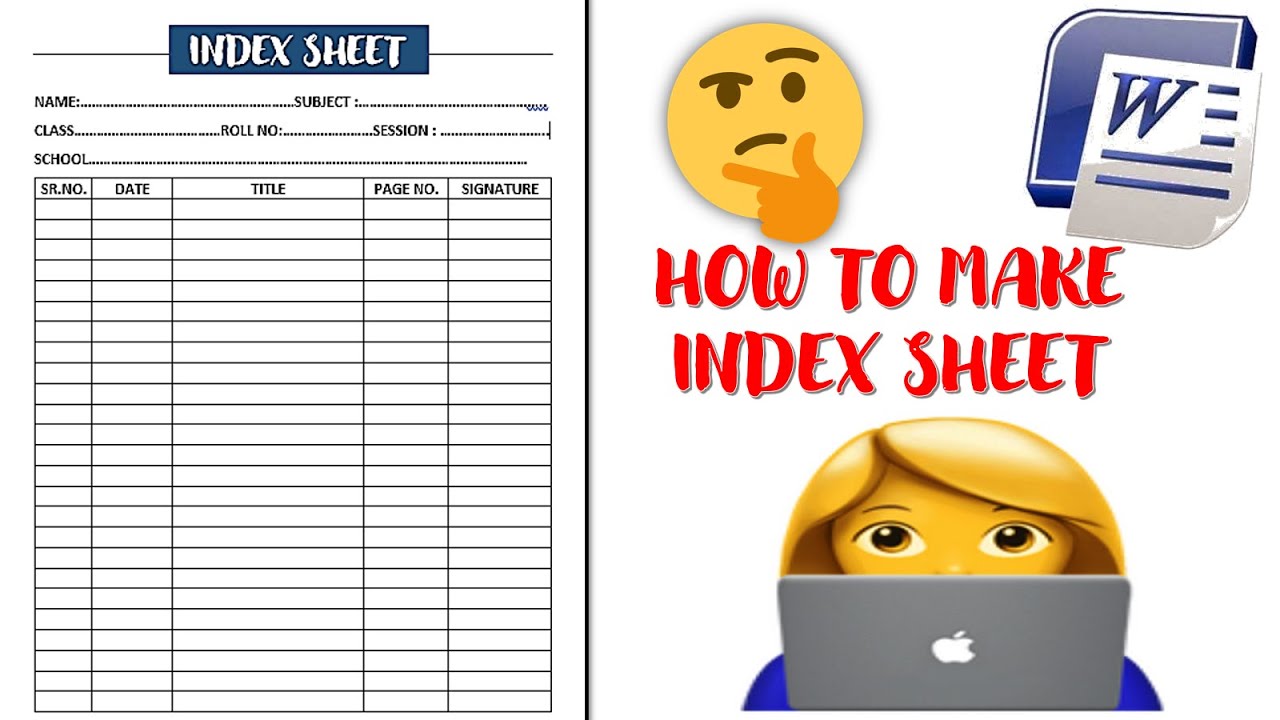 HOW TO READY INDEX SHEET IN MS WORD II STEP BY STEP FULL VIDEO II MS ...