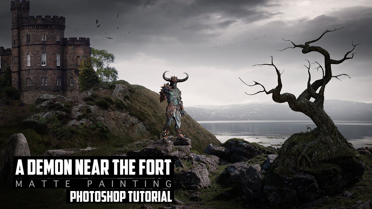 A Demon Near the Fort !! Matte painting !! Photoshop Tutorial - YouTube