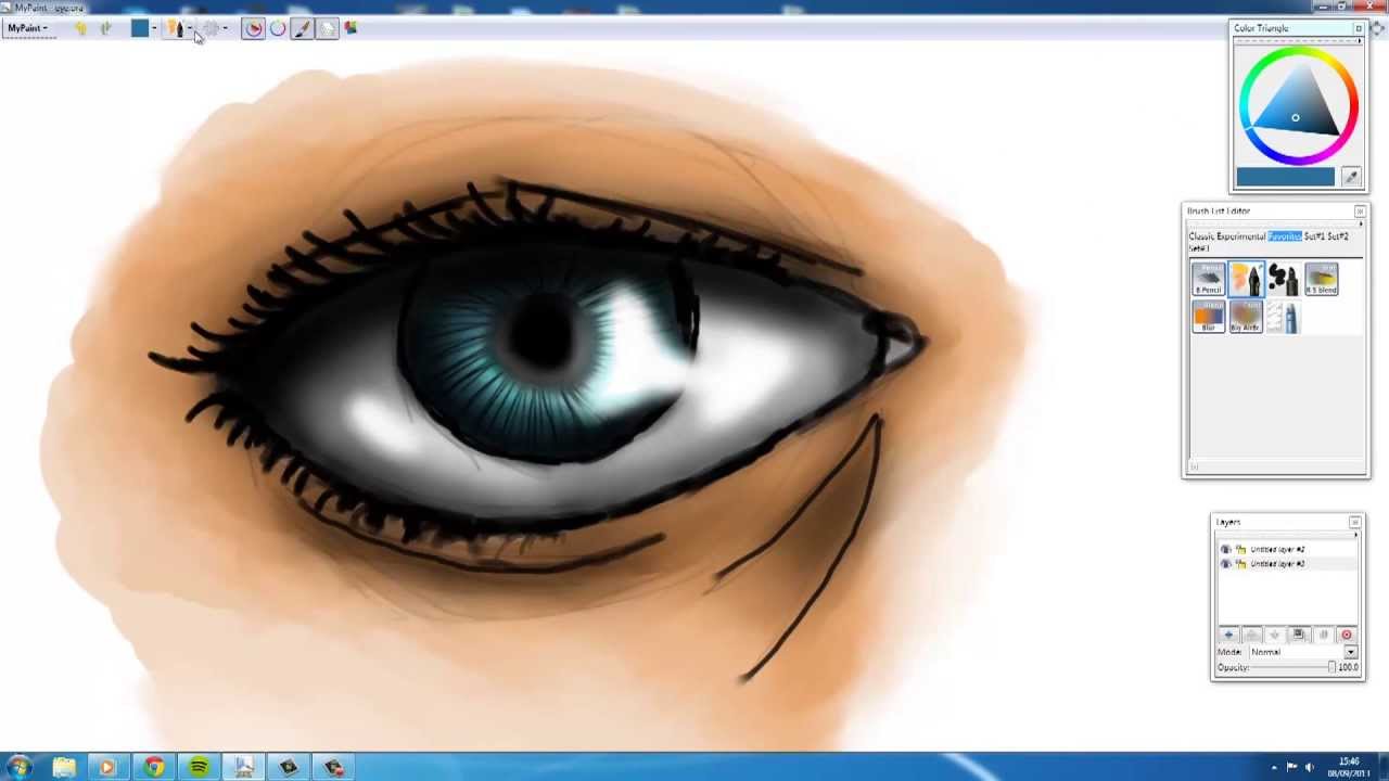 Drawing a basic eye with a graphics tablet in Mypaint - YouTube