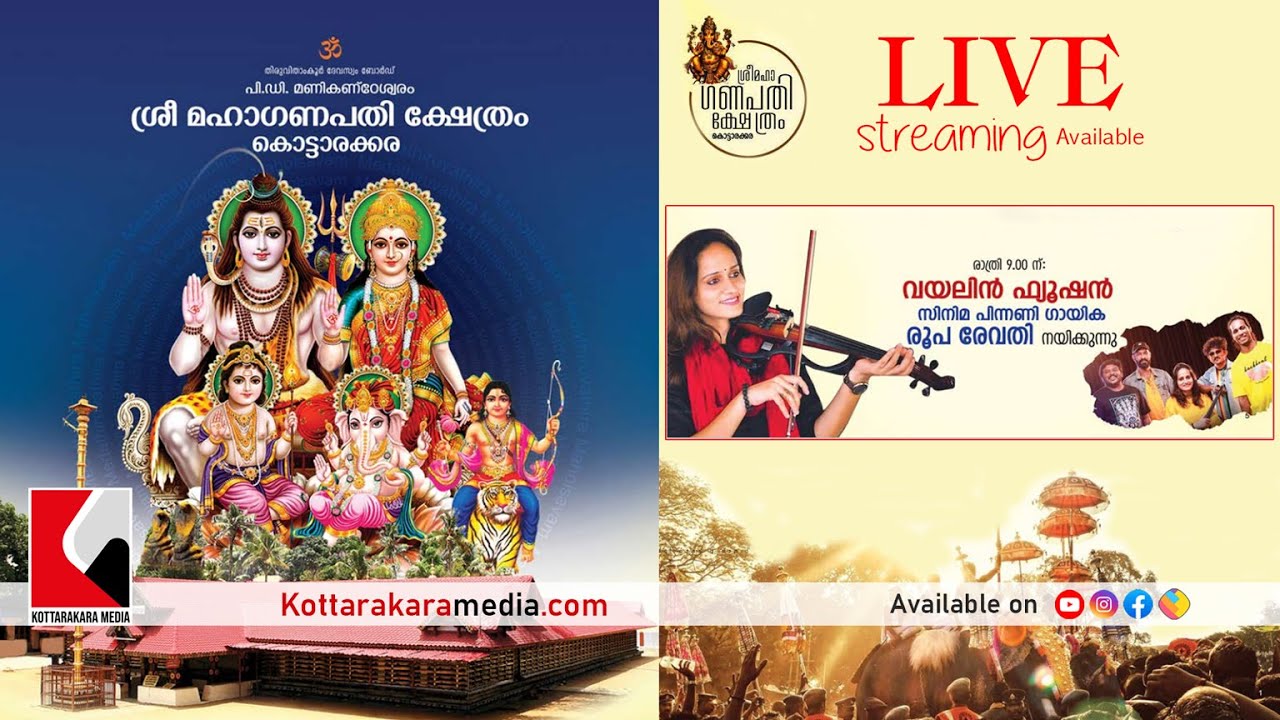 KOTTARAKARA - കൊട്ടാരക്കര ഗണപതിക്ഷേത്രം - സിനിമാ പിന്നണി ഗായിക - രൂപ ...