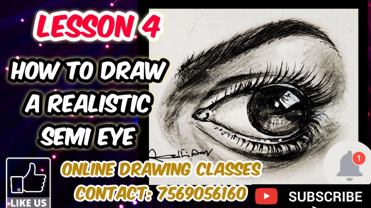 How to Draw Semi Realistic Eyes | Easy to Draw A Realistic Eye for ...
