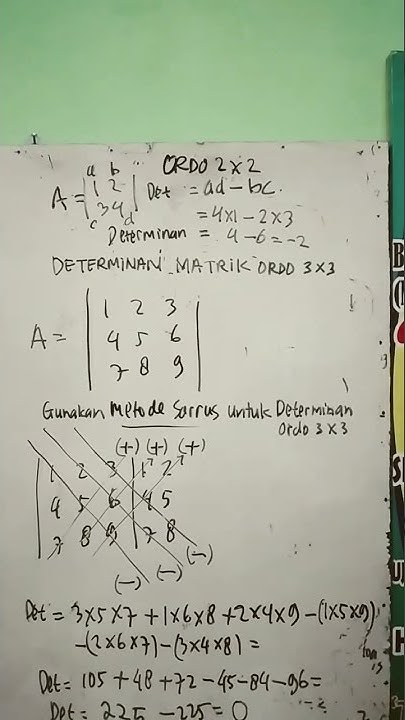 DETERMINAN MATRIK ORDO 2x2 dan ORDO 3x3,MATEMATIKA SMA - YouTube