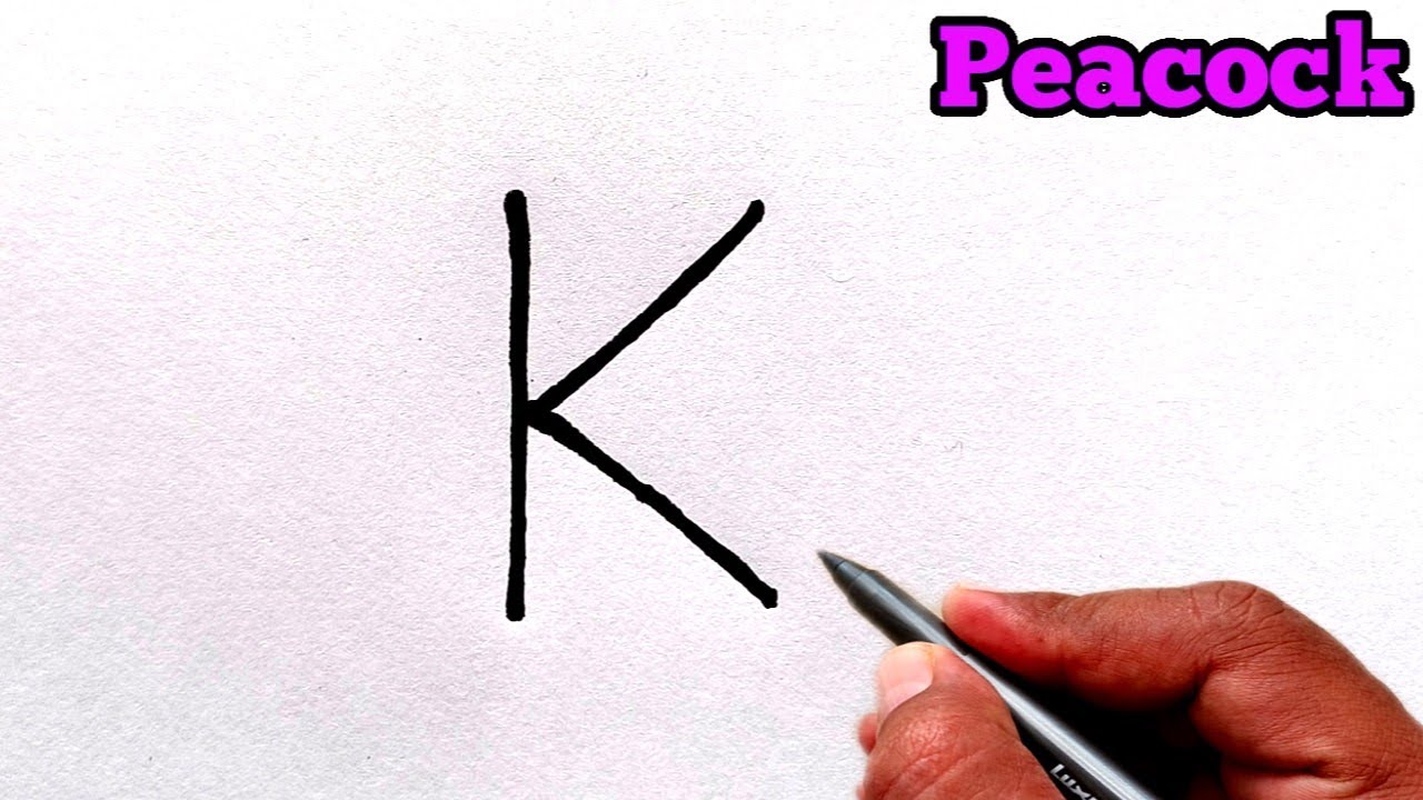How to draw peacock from letter K | Easy Peacock Drawing | Peacock ...