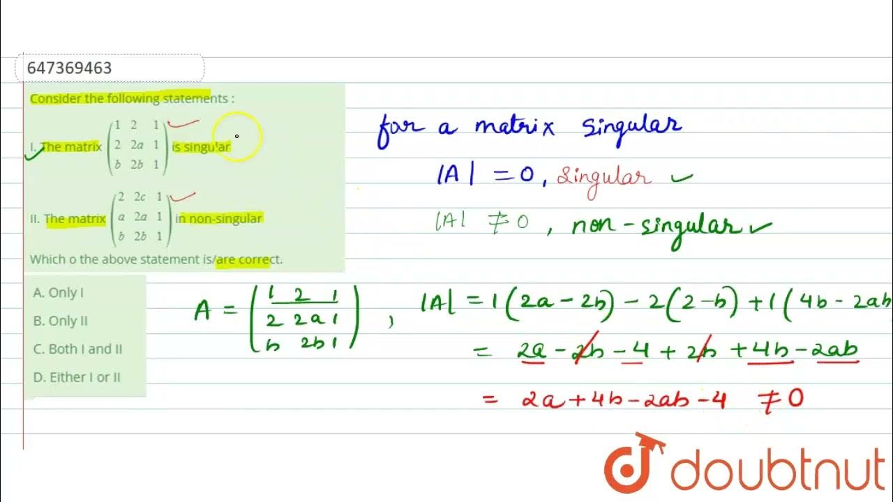 Consider the following statements : I. The matrix ({:(1,2,1),(2,2a,1 ...