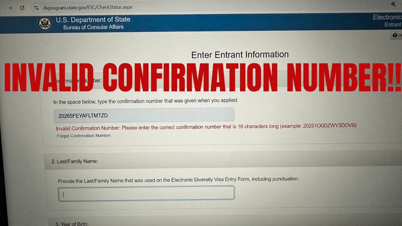 Why is Your Confirmation Number Invalid?? #Dv Lottery 2026 - YouTube