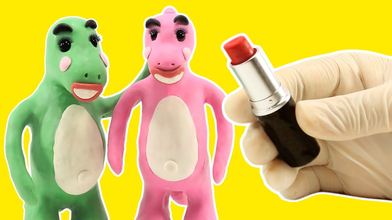 GODZILLA VS DINOSAURS BABY GIRLY MAKEUP! Beauty Play Doh Stop Motion ...