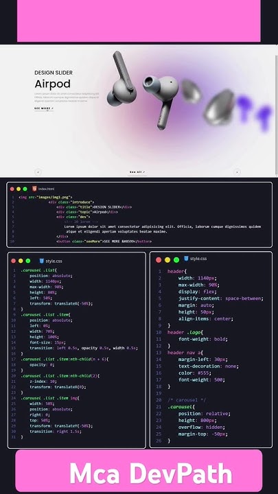 air pods design using html and css #css3 #webdesign - YouTube