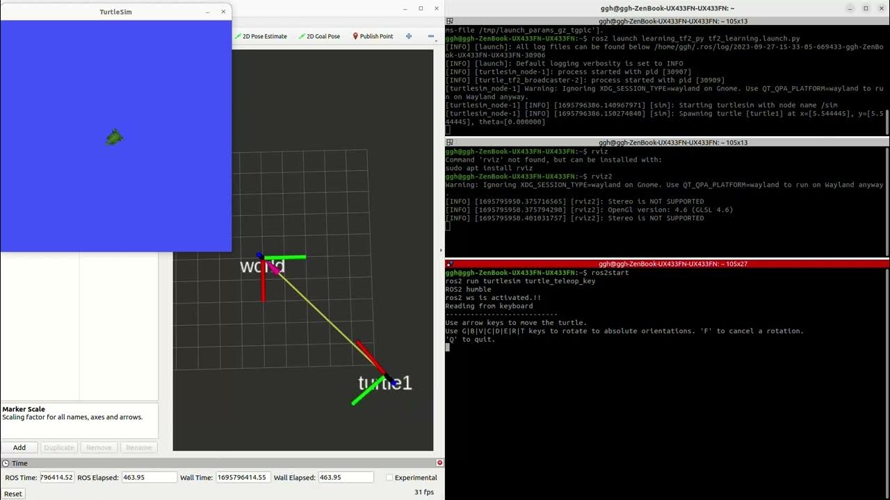 2023.09.27 ros2 humble tf2 turtlesim pose demo - YouTube