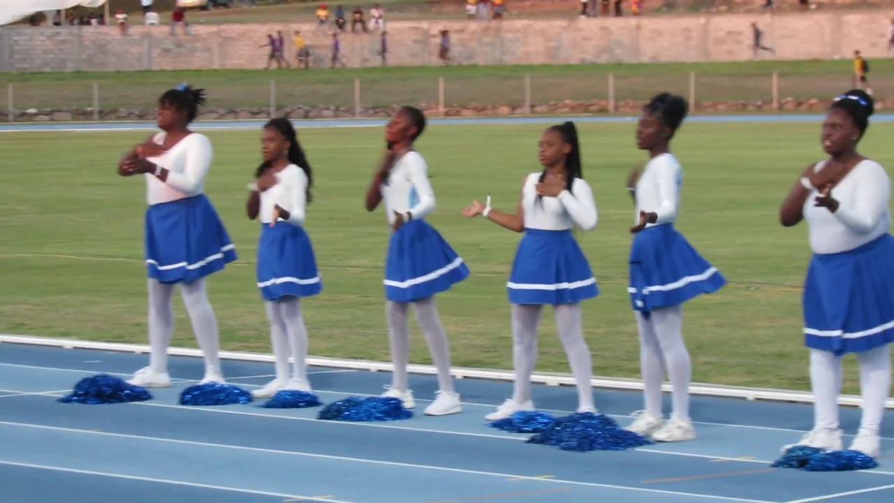 NISS Cheerleaders at 2020 Bank of Nevis Champs at Nevis Athletic ...