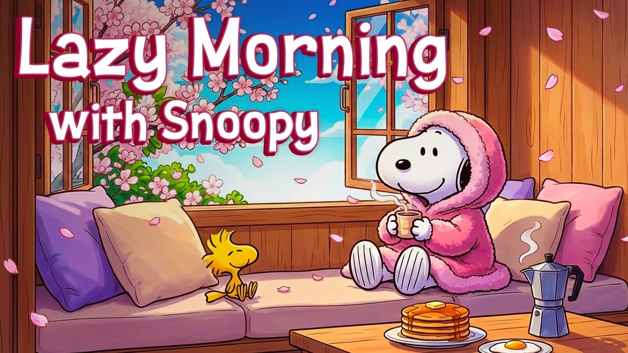 Soft & Lazy Morning with Snoopy ☕🌸 | Relaxing Jazz Playlist for Slow ...