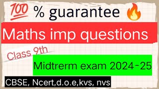 Class 9th Maths Important Questions For Mid Term Exam 2024 25 Maths Paper Solution Class 9 Doe ...
