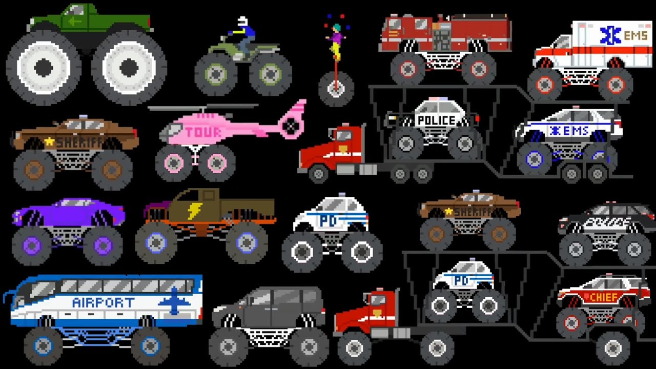 monster vehicles 6 the kids picture show - YouTube