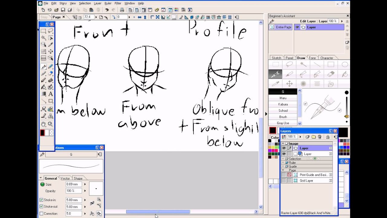 How to use the mouse to draw anime in manga studio 4.0.2 Pt.2 - YouTube