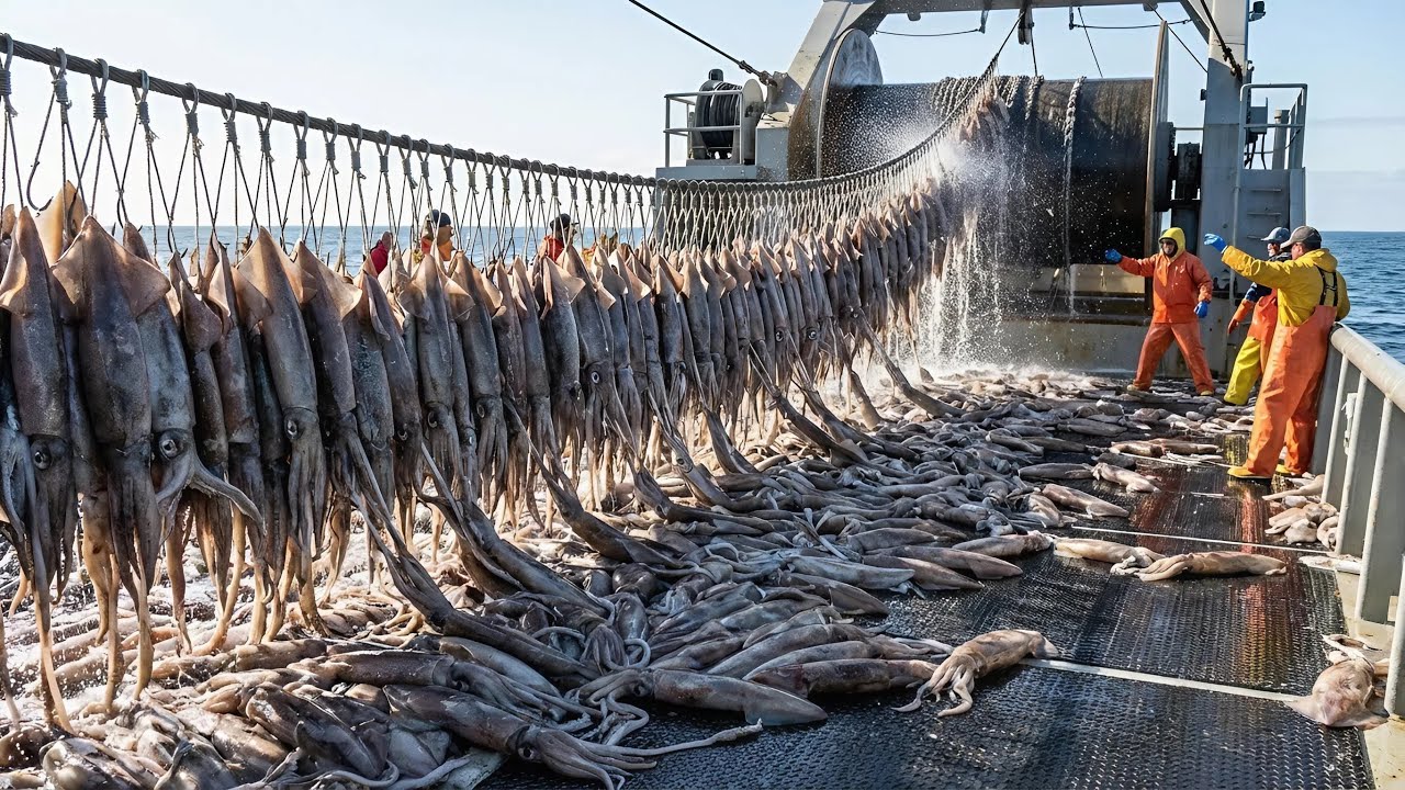 Million-Dollar Squid Haul — Tons of Giant Squid Hit the Deck ...