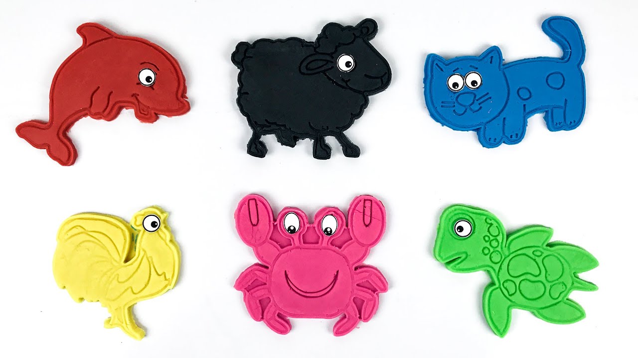 Sharks Molds - Learn Colors with Play Doh Animals with eyes - YouTube