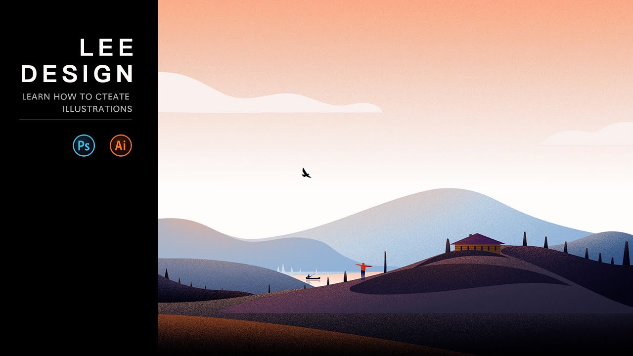 Flat Design Plane Landscape | Illustrator CC Tutorial (mimicry) - YouTube